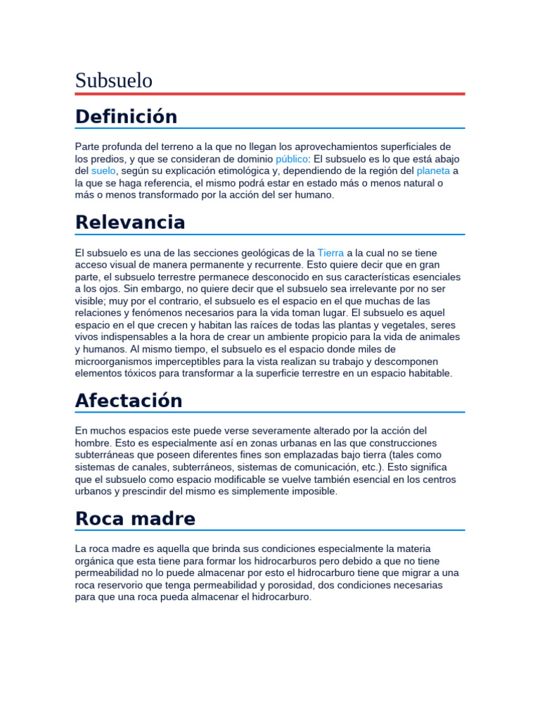 Subsuelo: Definición | PDF