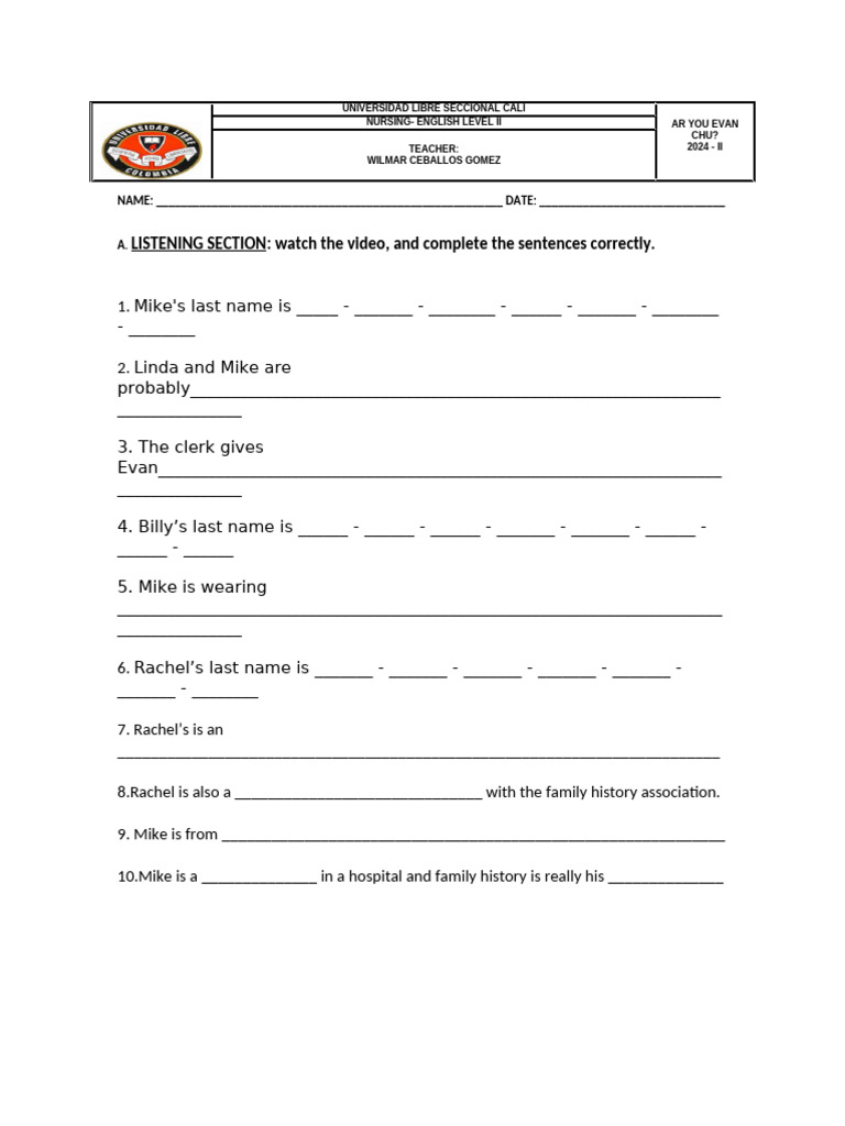 Asking and Giving Personal Information. (Evan Chu) - Student | PDF