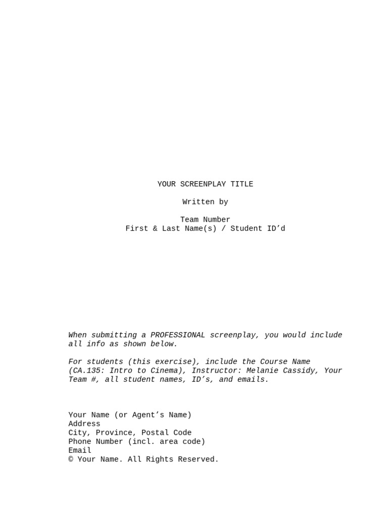Screenplay Template | PDF