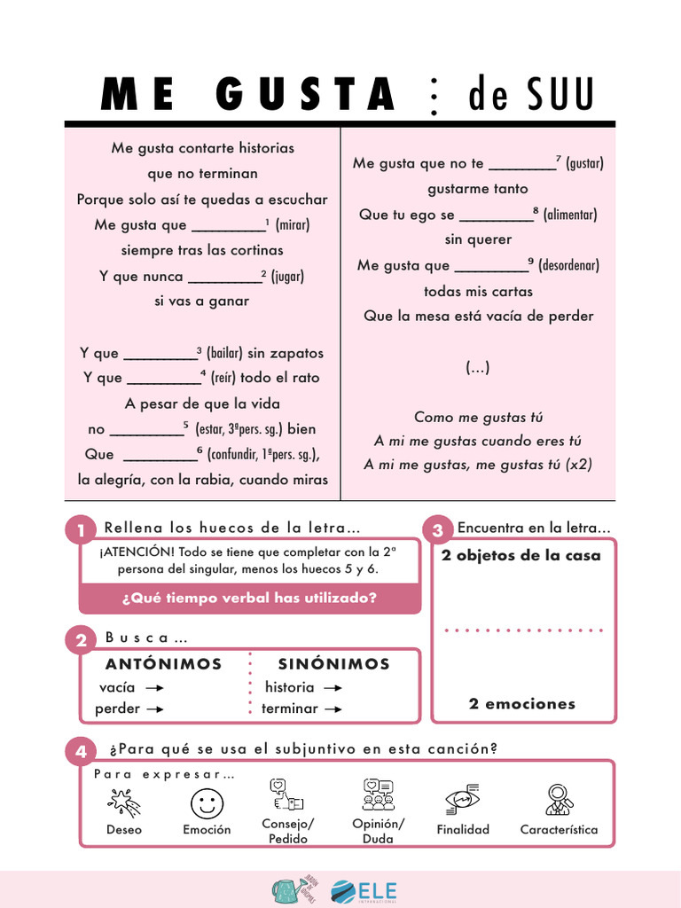 Actividad CanciónMeGustaSuuFicha | PDF