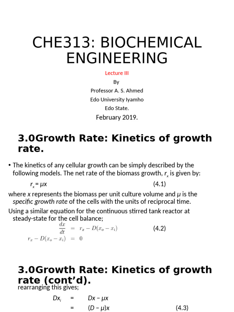 Biochemical Engineering 313 MODULE 3 | PDF