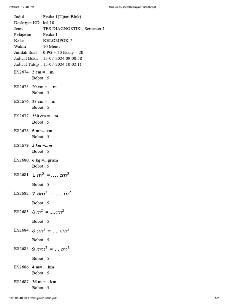Materi Diagnostik Kelas 10 | PDF | Metode & Bahan Ajar | Sains & Matematika