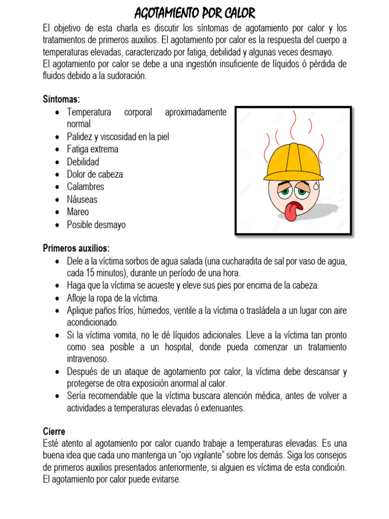 Charla sobre Agotamiento por Calor | PDF | Salud y bienestar | Estilo ...
