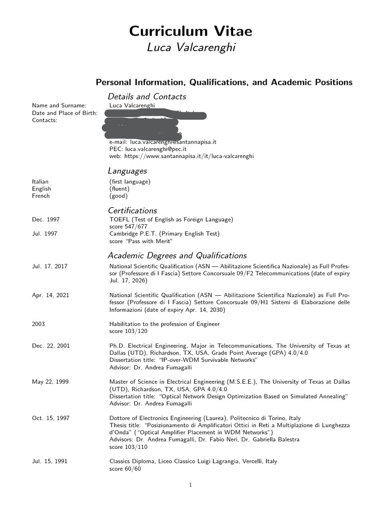 CV VALCARENGHI Luca 19241 | PDF