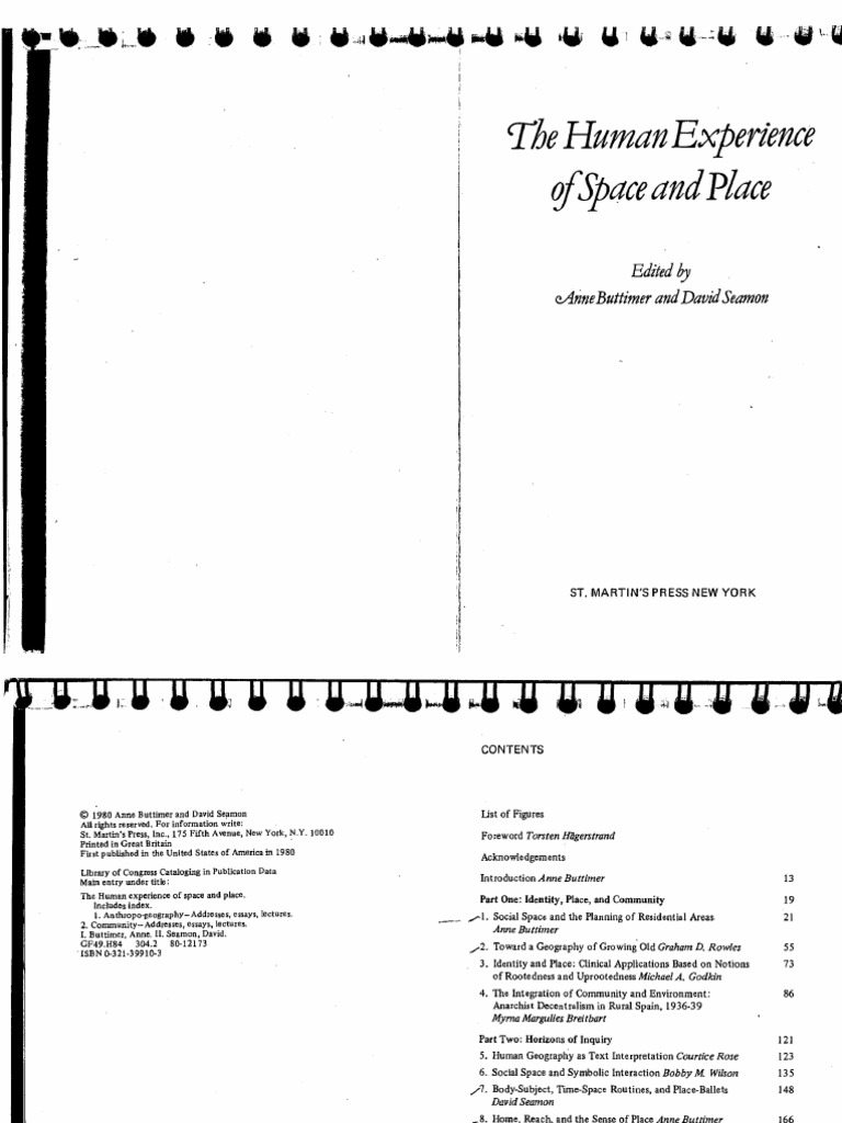 The Human Experience of Space and Place-Buttimer, 1980 | PDF | Space ...