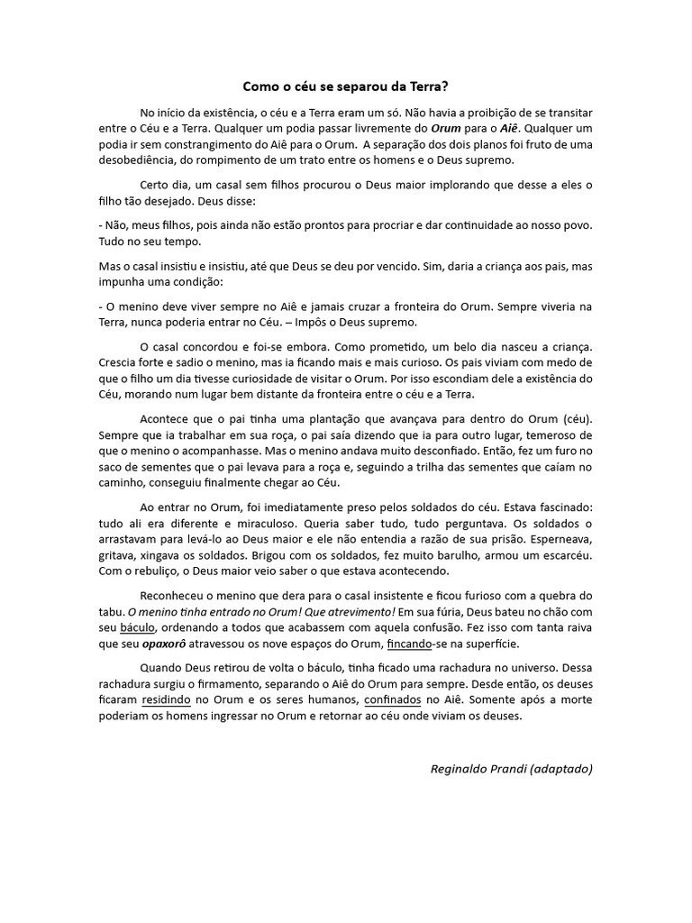Como o Céu Se Separou Da Terra | PDF