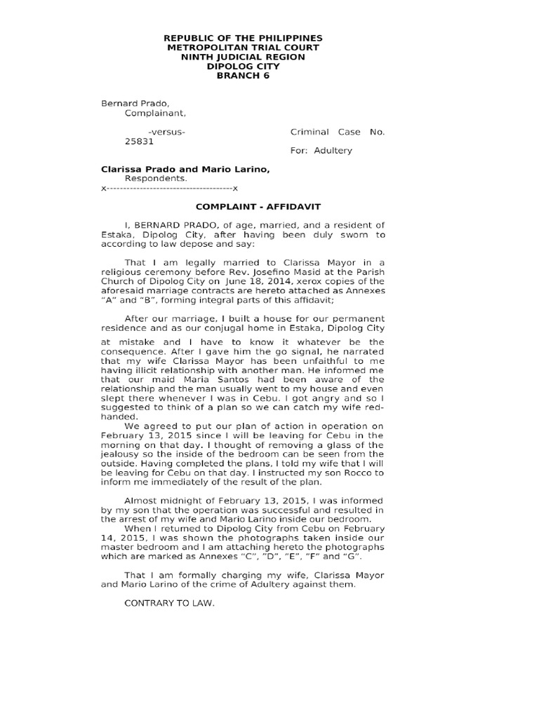 Complaint Affidavit | PDF