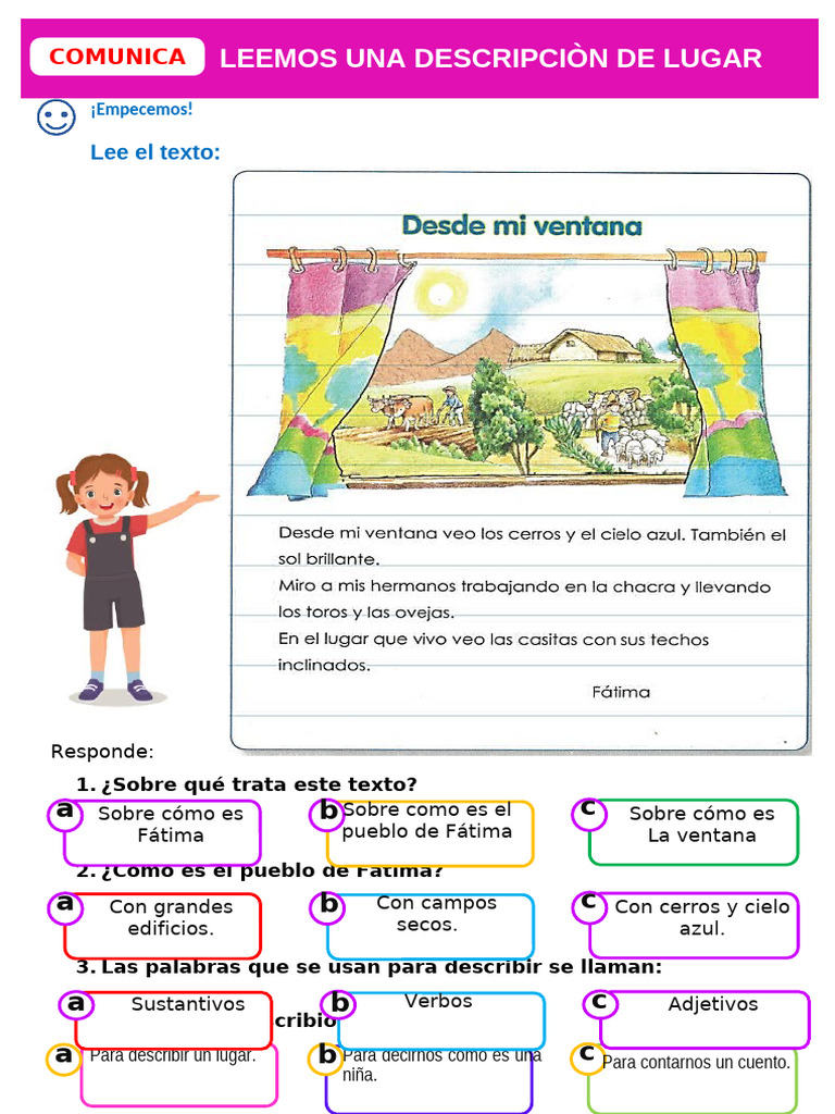 D1 A1 Ficha Com. Leemos La Descripcion de Un Lugar | PDF
