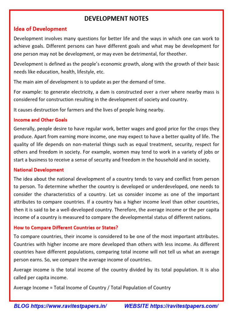 10TH CBSE DEVELOPMENT NOTES | PDF