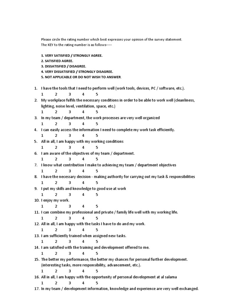 Please Circle The Rating Number Which Best Expresses Your Opinion of ...