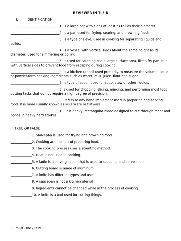 Reviewer in Tle 8 | PDF