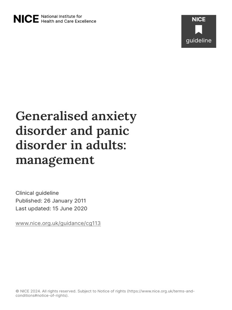Generalised Anxiety Disorder and Panic Disorder in Adults Management ...