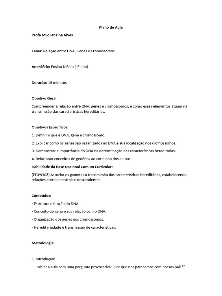 Plano de Aula - Sesi | PDF