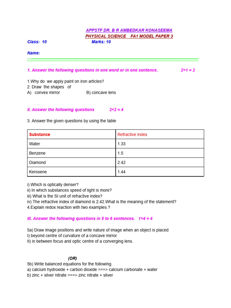 PS FA1 Model Paper 2024-25 | PDF