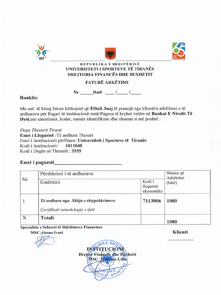 Fatura Certifikate Notash Kopje 2 | PDF