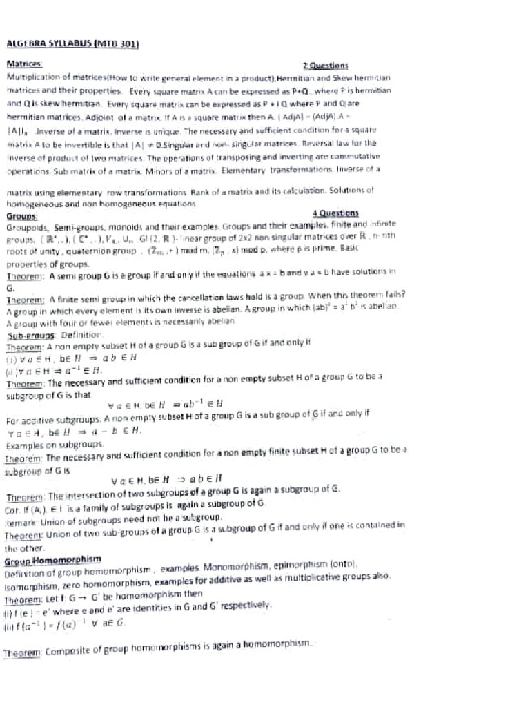 Sem 3 Extended Syllabus | PDF | Ordinary Differential Equation | Matrix (Mathematics)