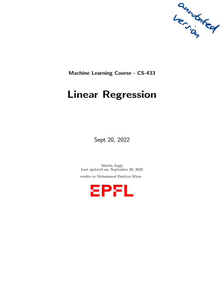 Linear Regression - EPFL ML | PDF
