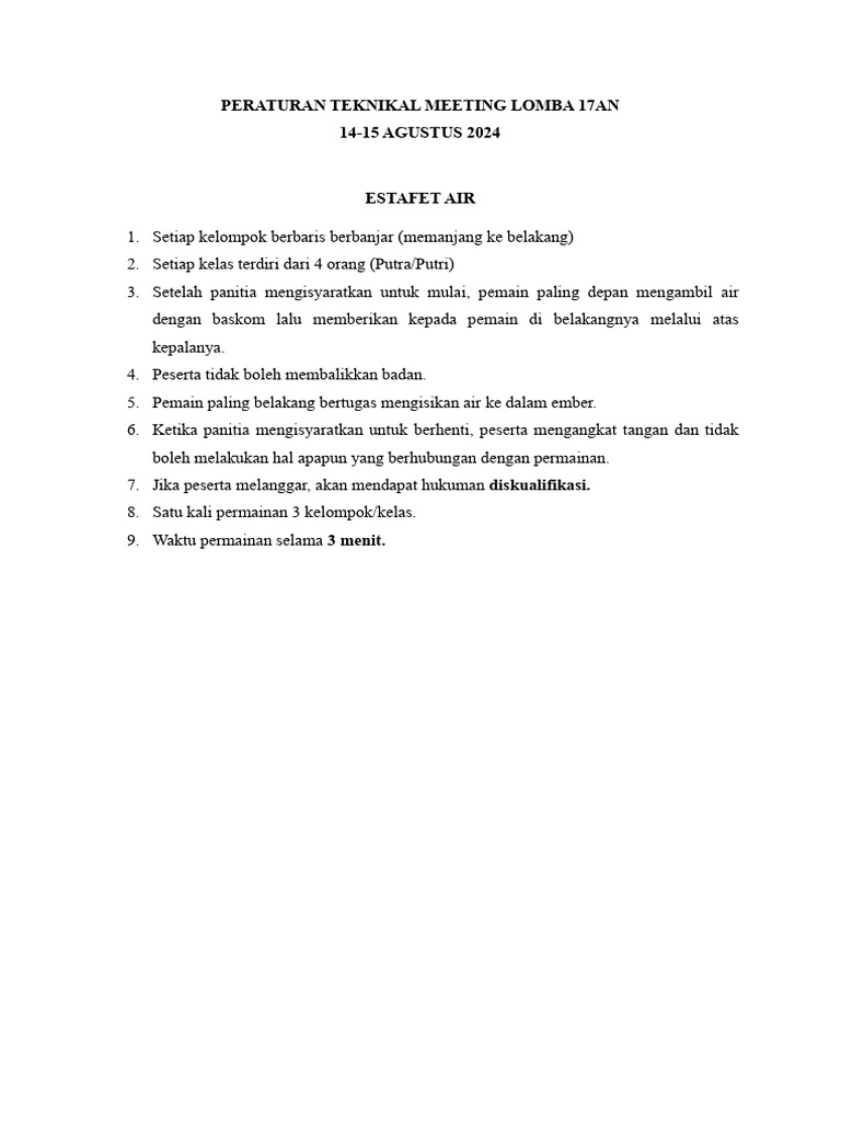Aturan Lomba 17an 2024: Estafet & Paduan Suara | PDF