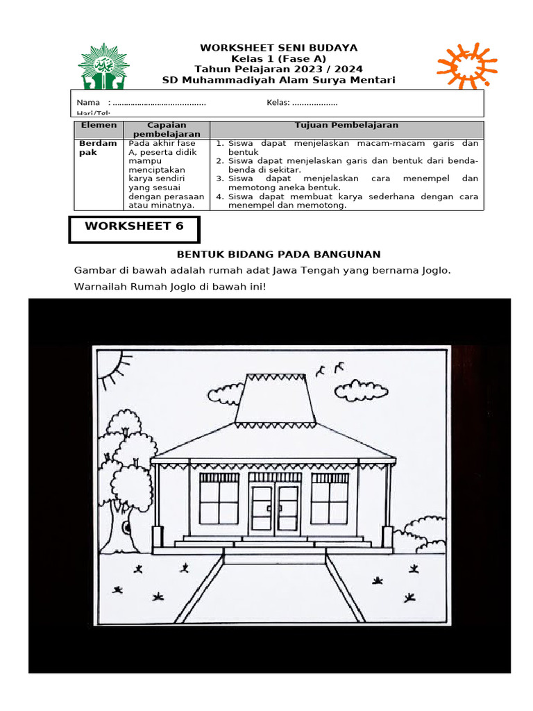 Worksheet Seni Budaya Pasca PTS | PDF