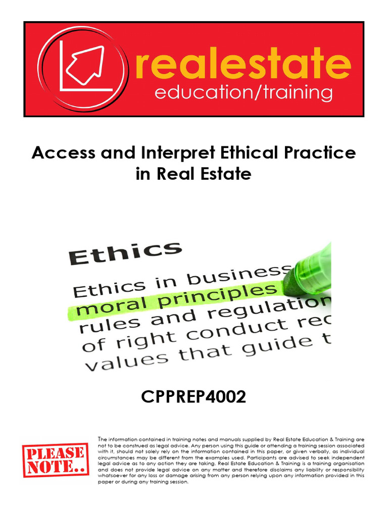 CPPREP4002 Access and Interpret Ethical Practice in Real Estate | PDF