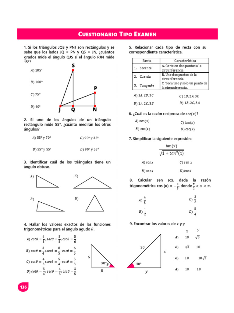 Ejercicios Trigonometría | PDF | Trigonometría | Geometría Elemental