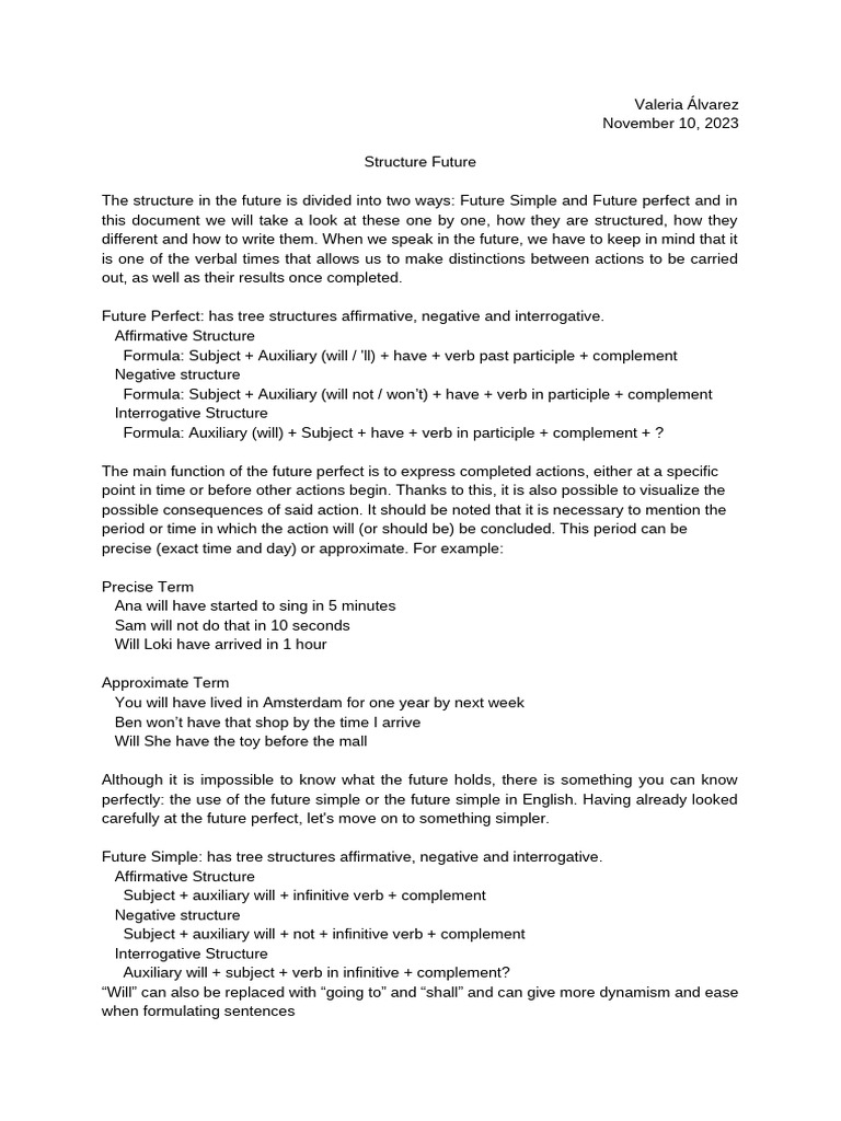 Structure Future | PDF | Verb | Semantic Units