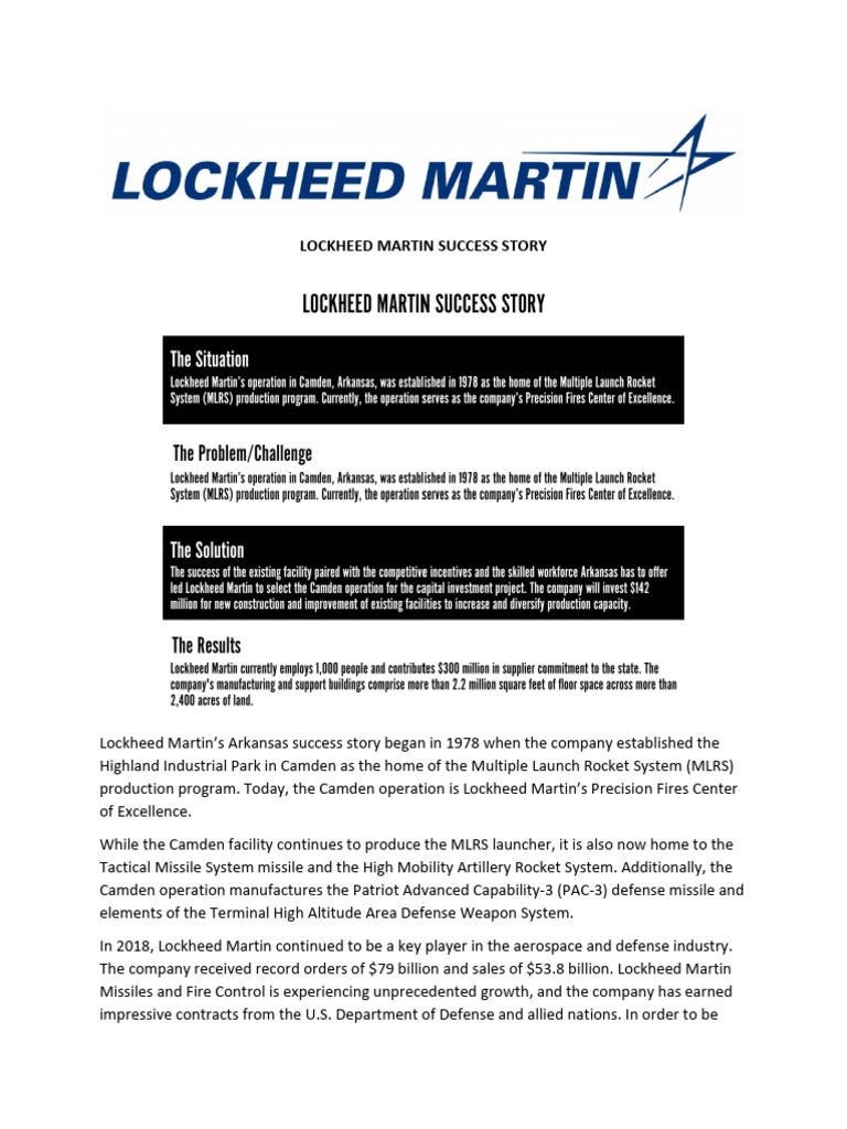Lockheed Martin Success Story | PDF | Military Technology | Military ...