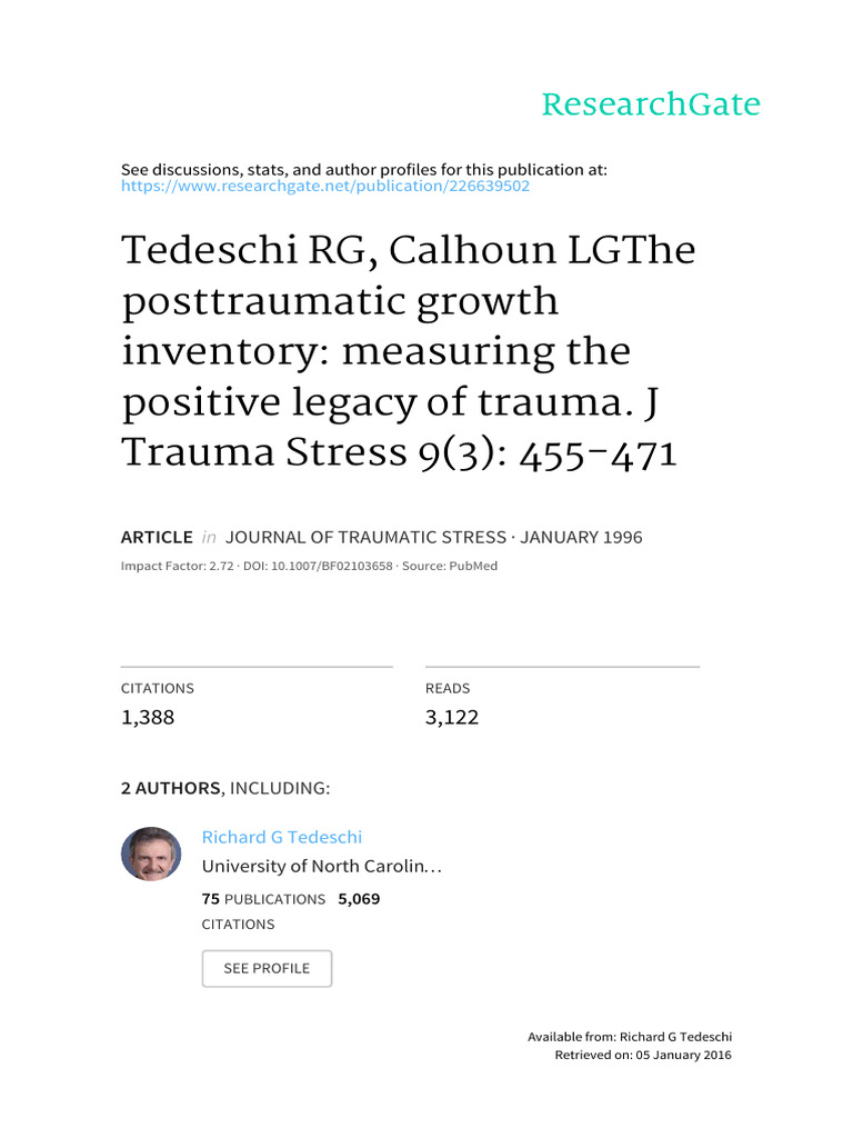 The Posttraumatic Growth Inventory Measuring The Positive Legacy of ...