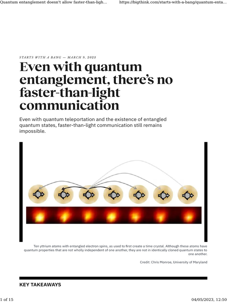 Quantum Entanglement Doesn't Allow Faster-Than-Light Communication ...
