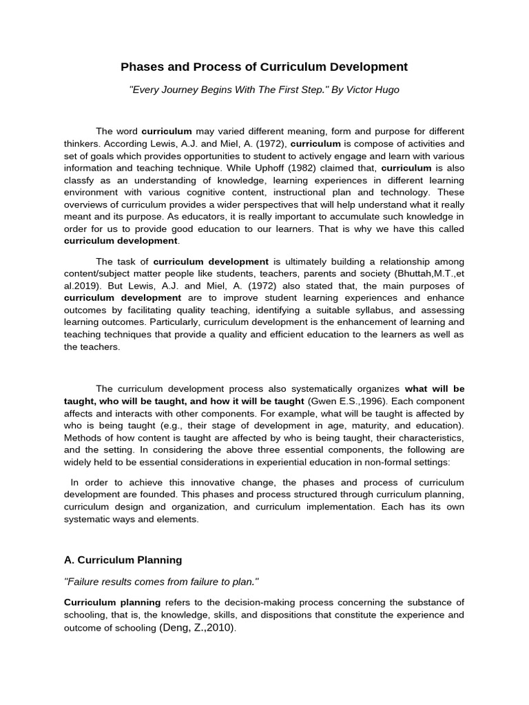Phases and Process of Curriculum Development | PDF | Curriculum ...
