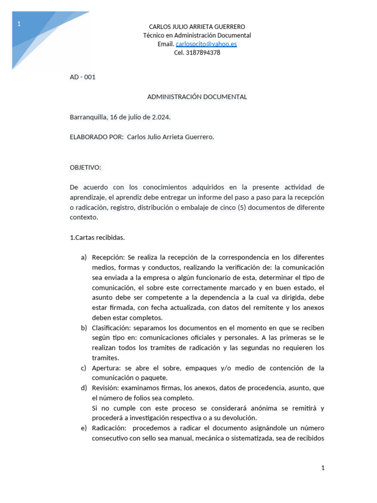 Admon Corresp. | PDF