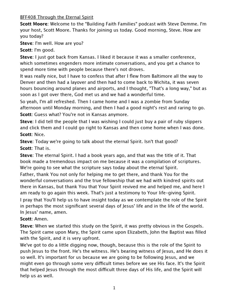 BFF408 Through The Eternal Spirit | PDF | Jesus | Philosophy