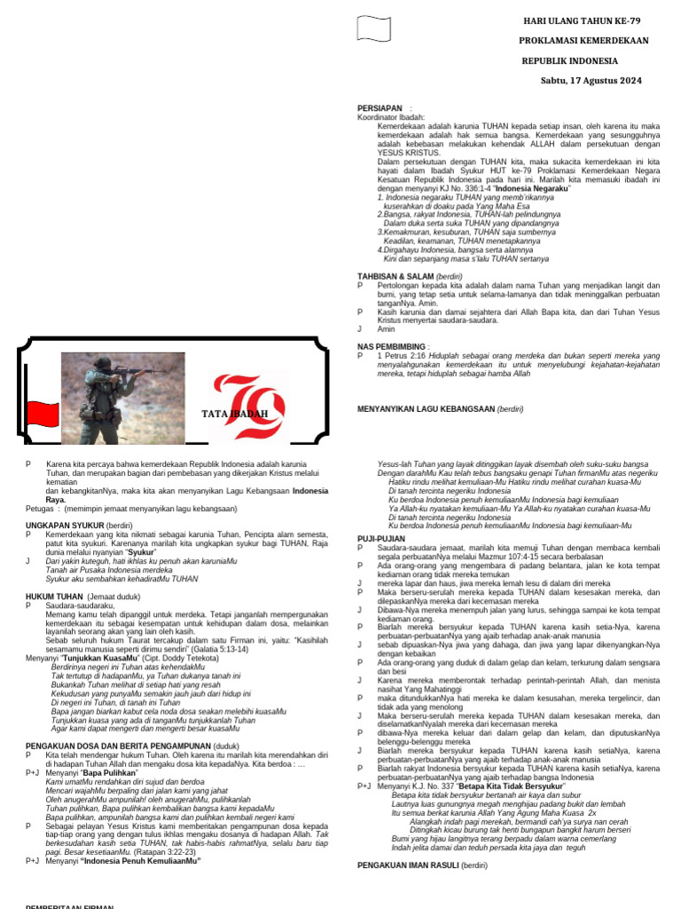 Tata Ibadah Hut Ri Ke-79 | PDF