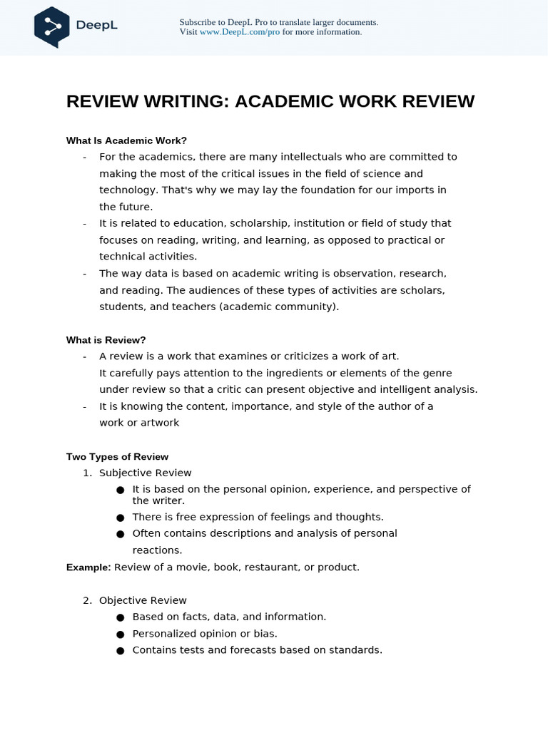 Academic Work Review Guide | PDF | Data | Career & Growth