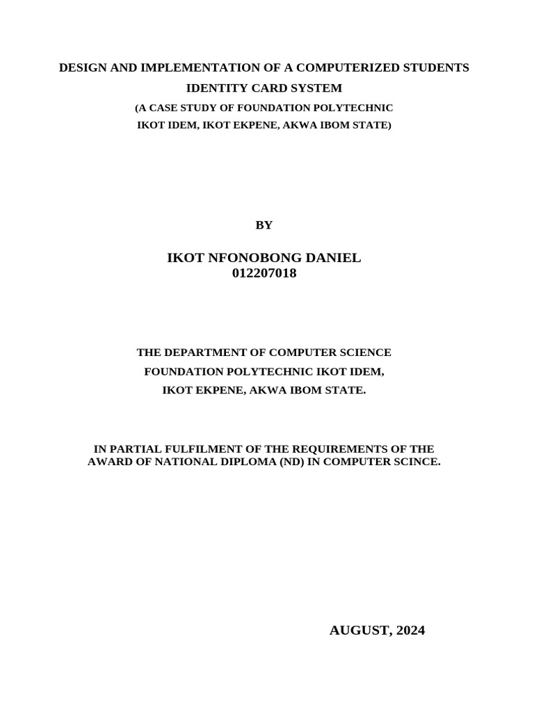 Design and Implementation of Computerized Students Identity Card System | PDF