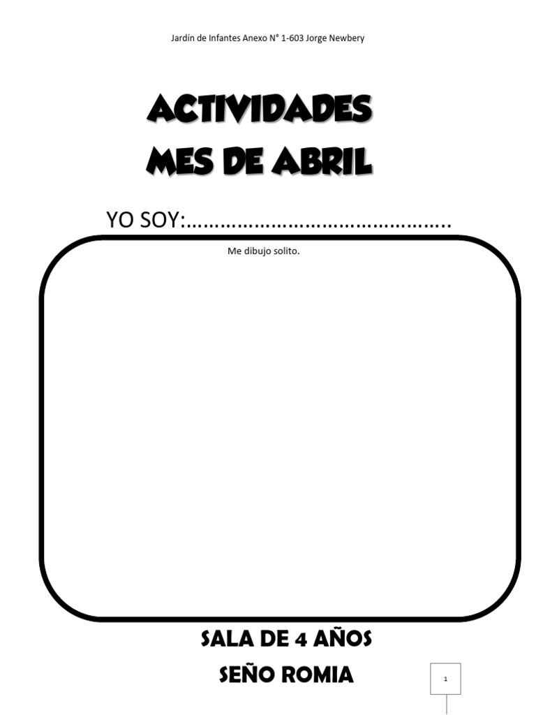 Actividades de Abril para Jardín Infantil | PDF