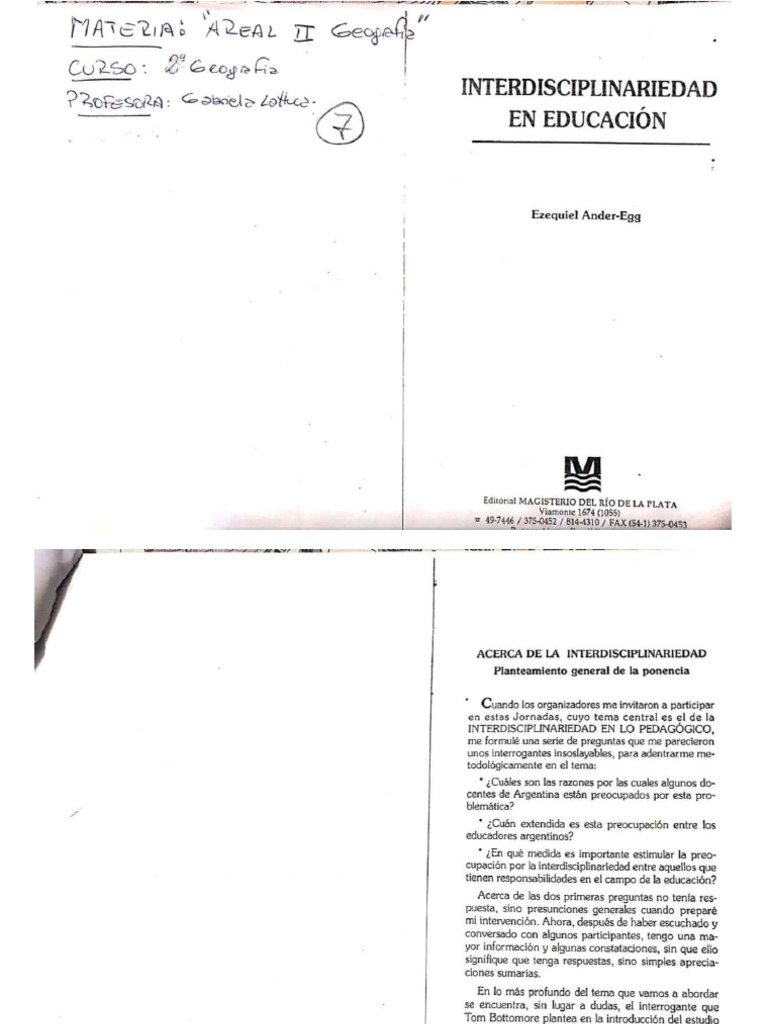TEXTO 7 - Ander Egg, Interdisciplinariedad | PDF