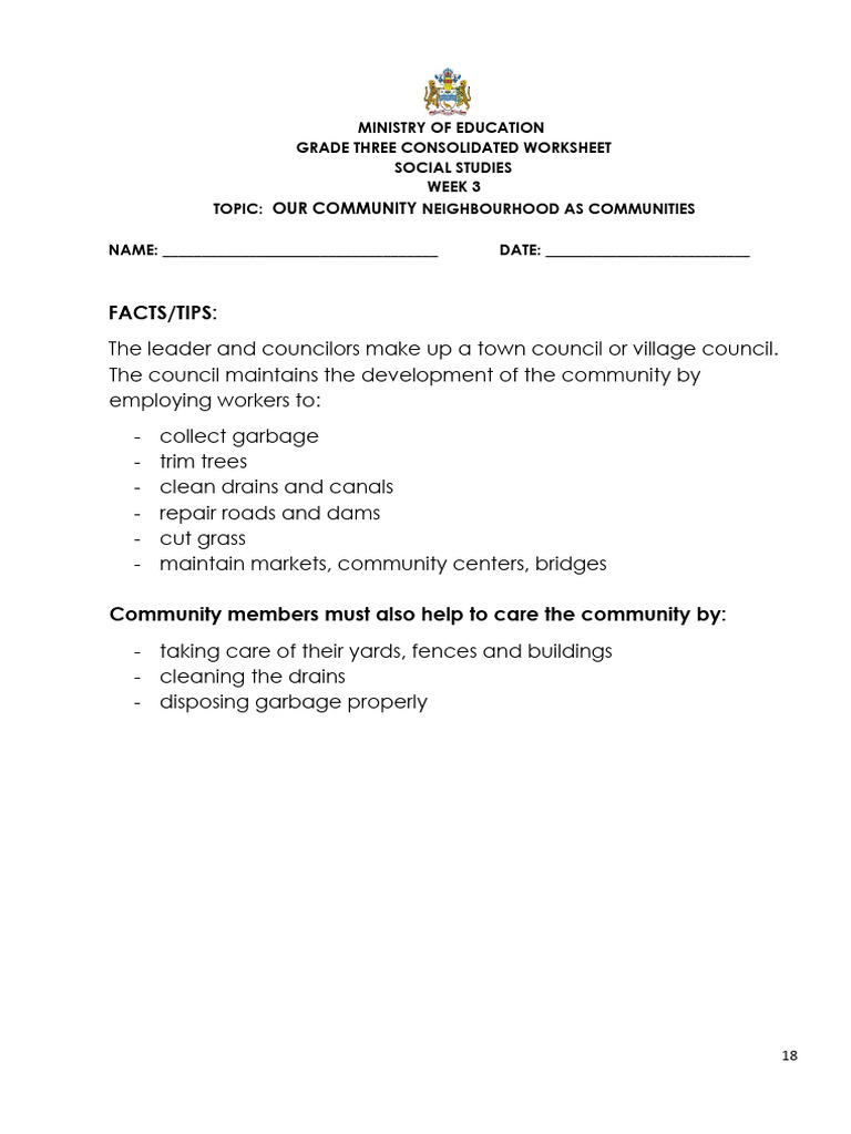Grade 3 Social Studies Week 3 - 2022 - consolidated worksheet | PDF