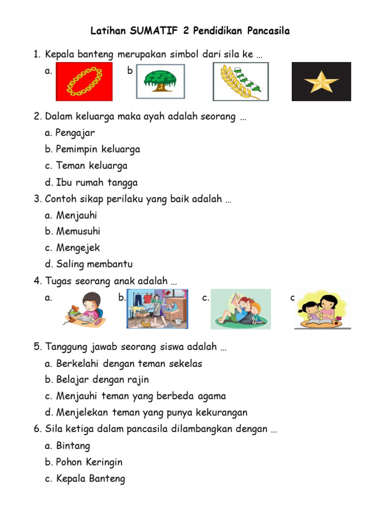2 Rangkap Latihan SUMATIF 2 Pancasila B Indo | PDF