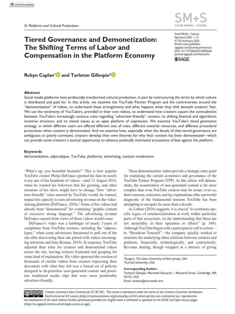 Caplan Gillespie Labor Platform Economy | PDF