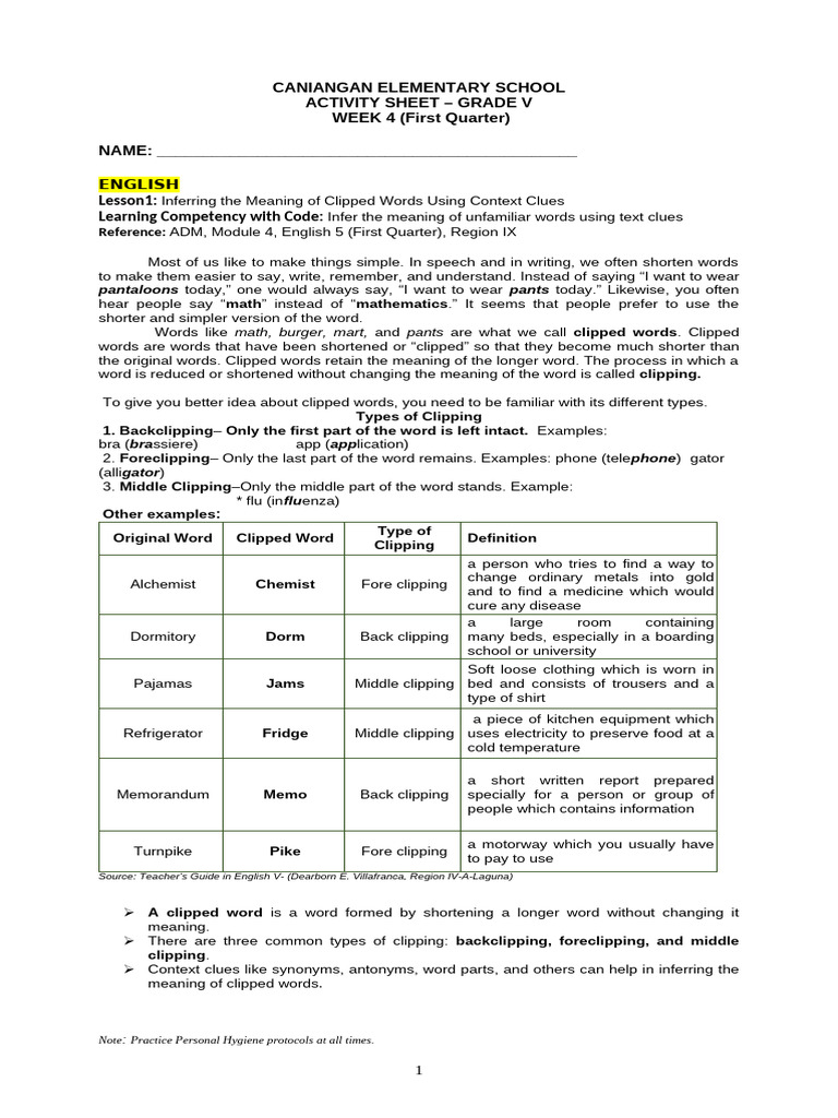 First Quarter Activity Sheet Grade Five 4 | PDF