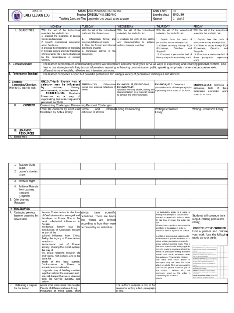 English 10 Q1-W6 | PDF