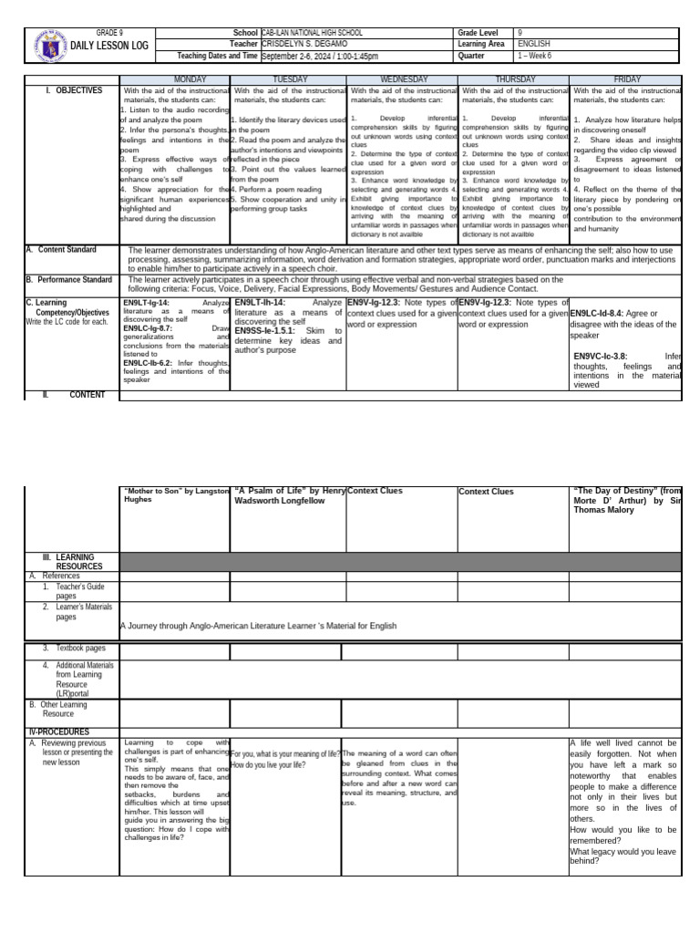 English 9 Q1-W6 | PDF