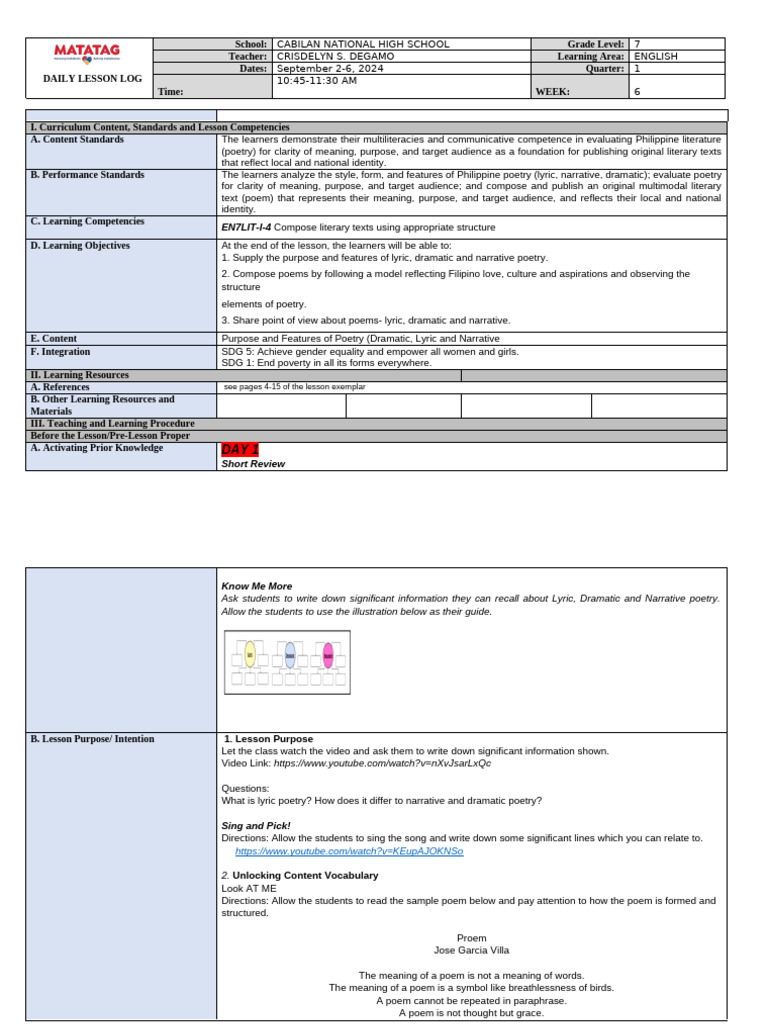 English 7 Q1-W6 | PDF