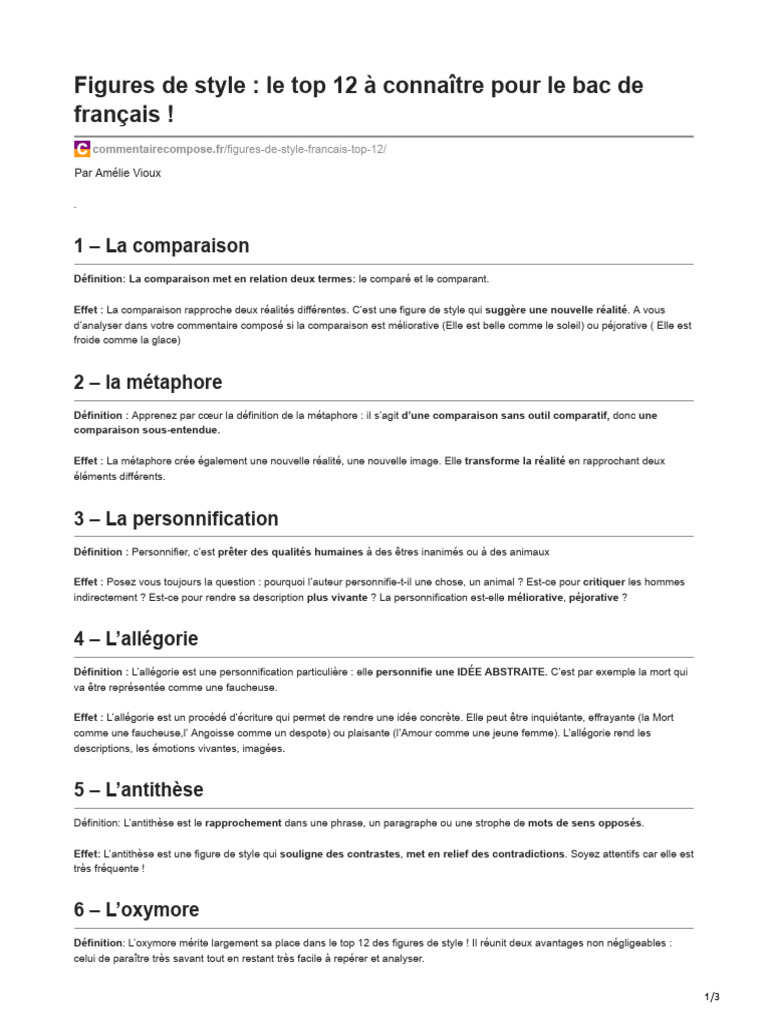 Figures de Style Le Top 12 À Connaître Pour Le Bac de Français | PDF