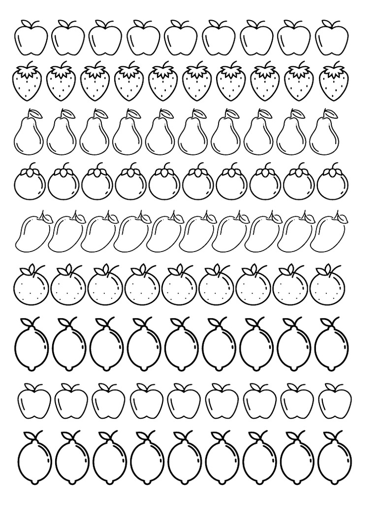 Green Simple Fruit Illustrated Mathematics Count and Color Worksheet | PDF