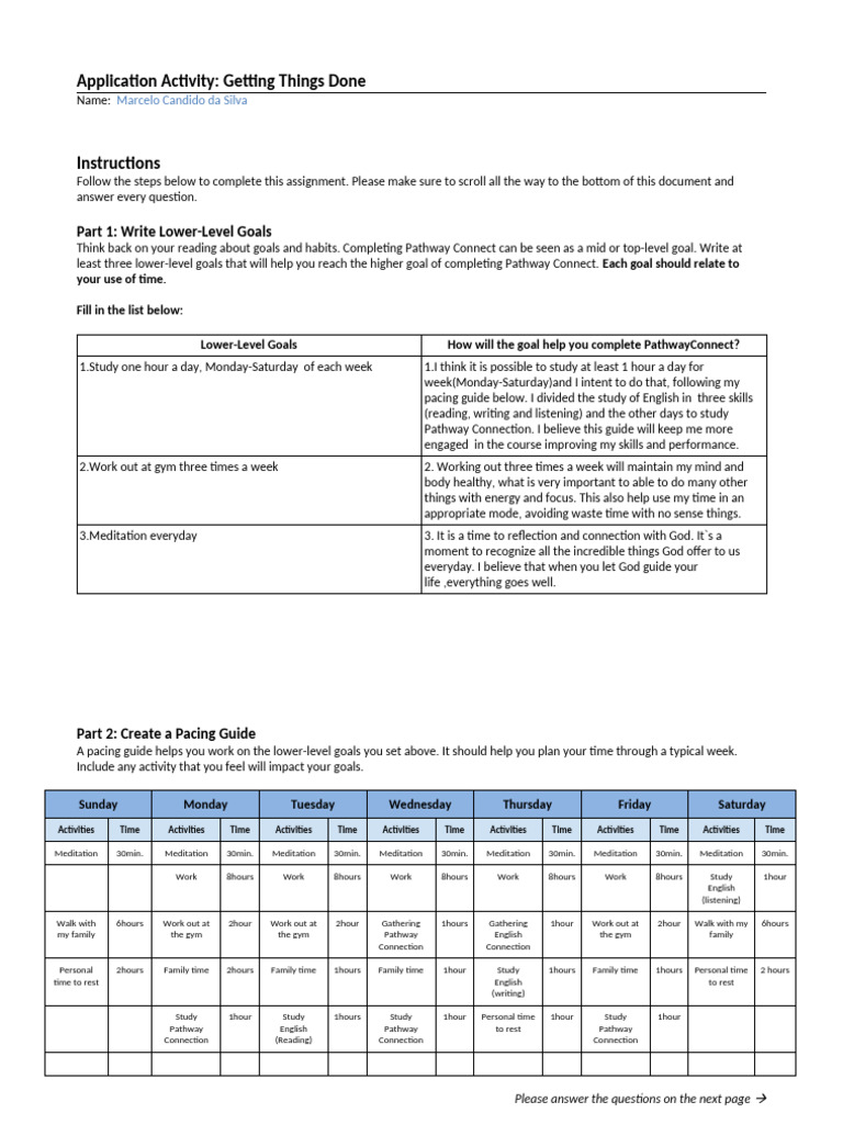 Completed pc101 - Applicationactivity - Gettingthingsdonetemplate | PDF