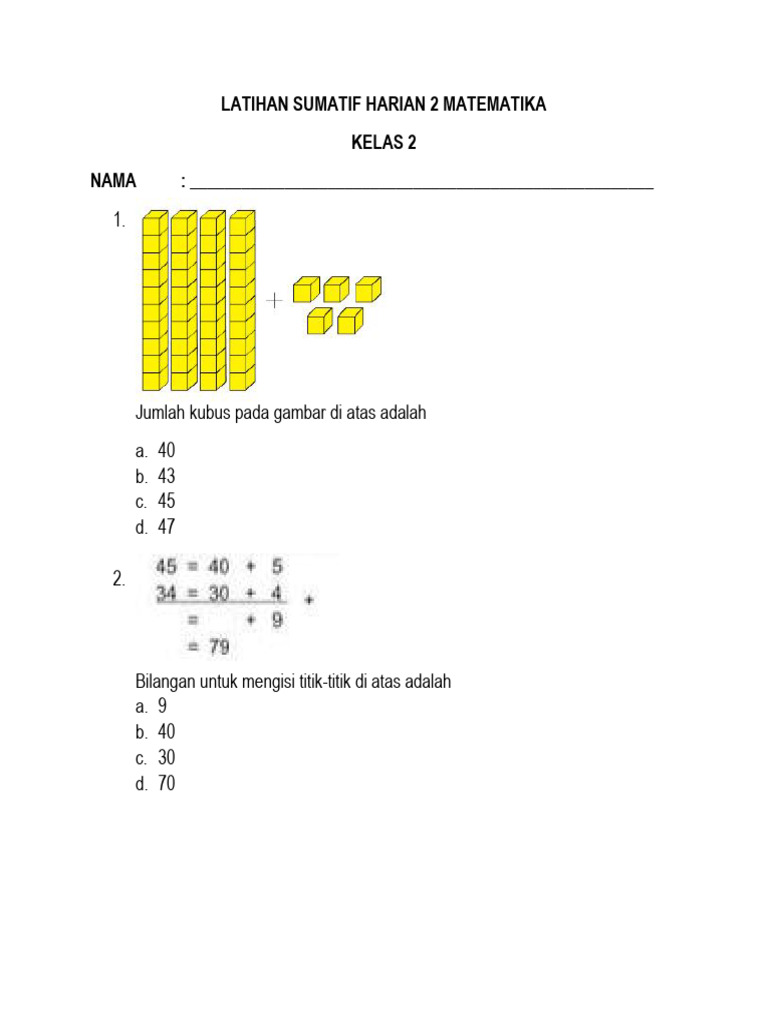 2 Rangkap Matematika Kelas 2 Bab 2 | PDF