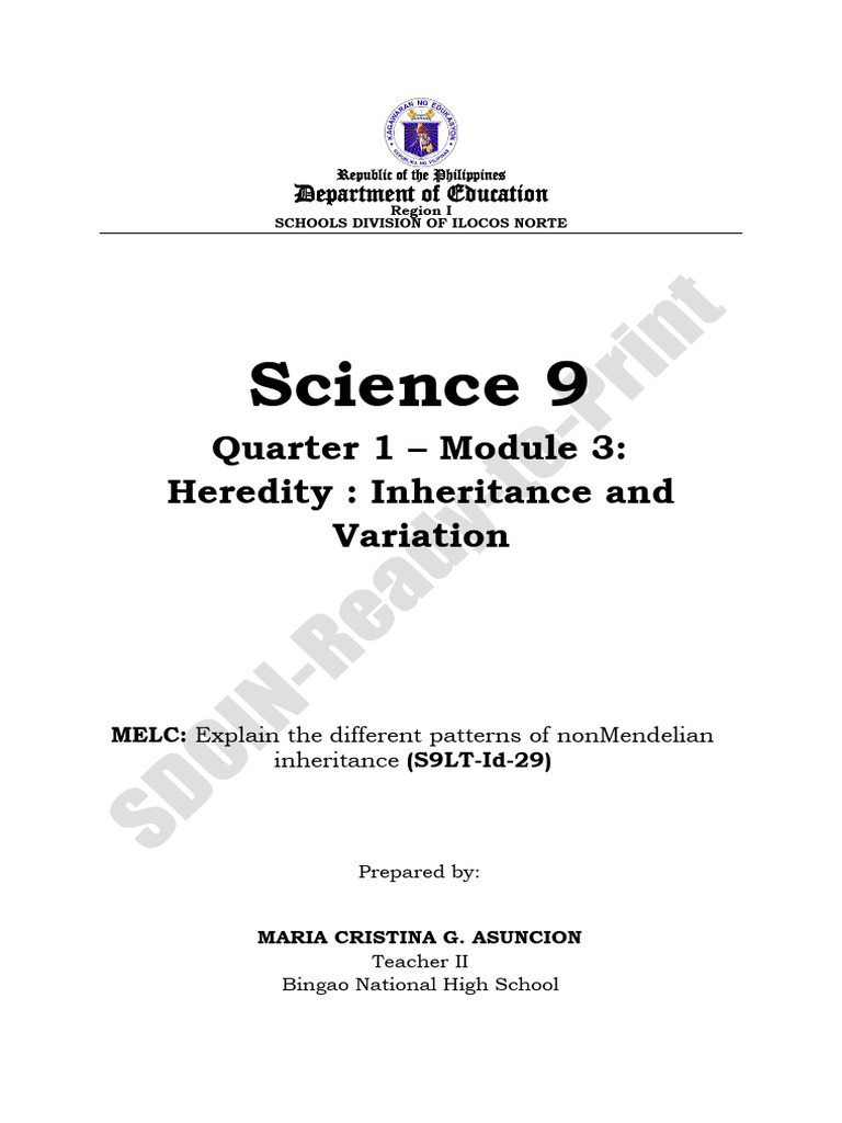 SCI 9 Q1 Week4 5 MELC03 Module3 Asuncion, Maria Cristina | PDF