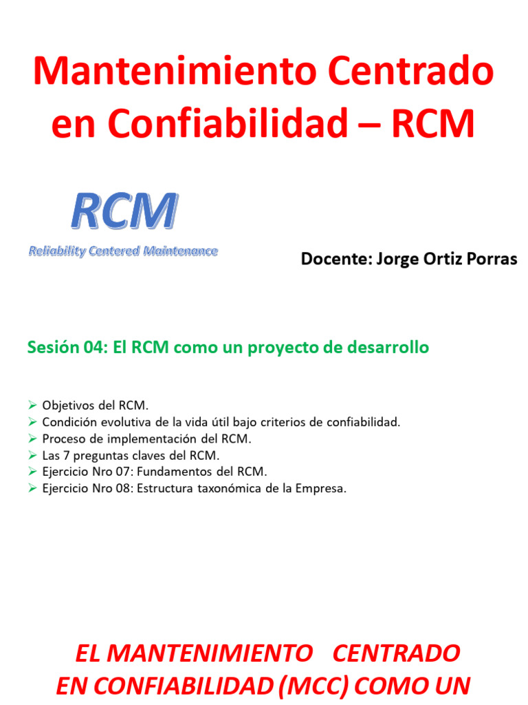 Sesión 04 - RCM Como Un Proyecto de Desarrollo | PDF